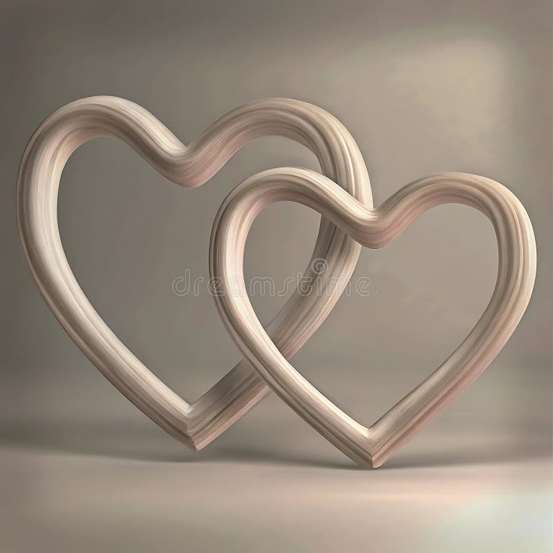 Two Intertwined Wooden Hearts on a Neutral Gradient Background Stock ...