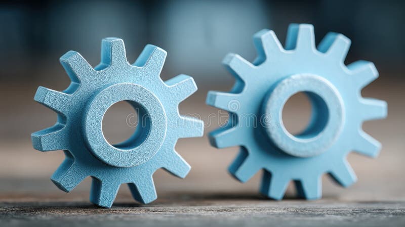 Pair of Interlocking Blue Gears Representing Mechanisms, Industry, and ...
