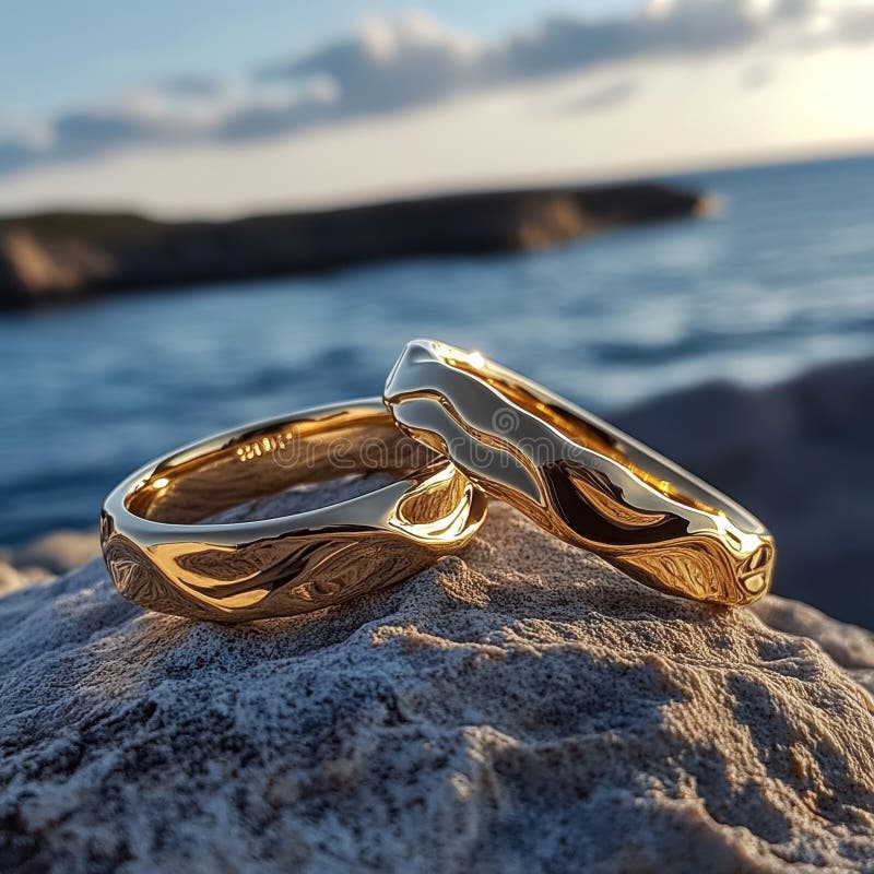 A Pair of Interlocking Gold Rings, Symbolizing Unity and Love, Set ...