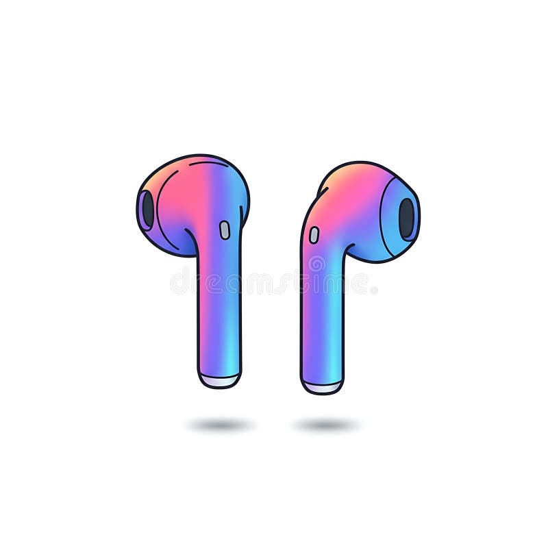Rainbow Wireless Earbuds stock illustration. Illustration of technology ...