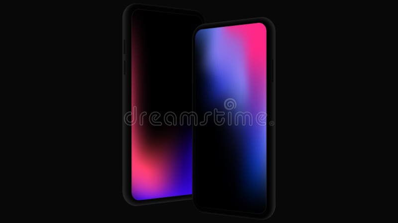 Pair of Isolated Smartphones with Violet Gradient Screen Stock Vector ...