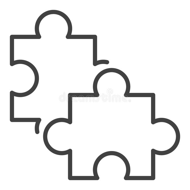 Pair of Jigsaw Puzzle Pieces Vector Linear Icon or Symbol Stock ...