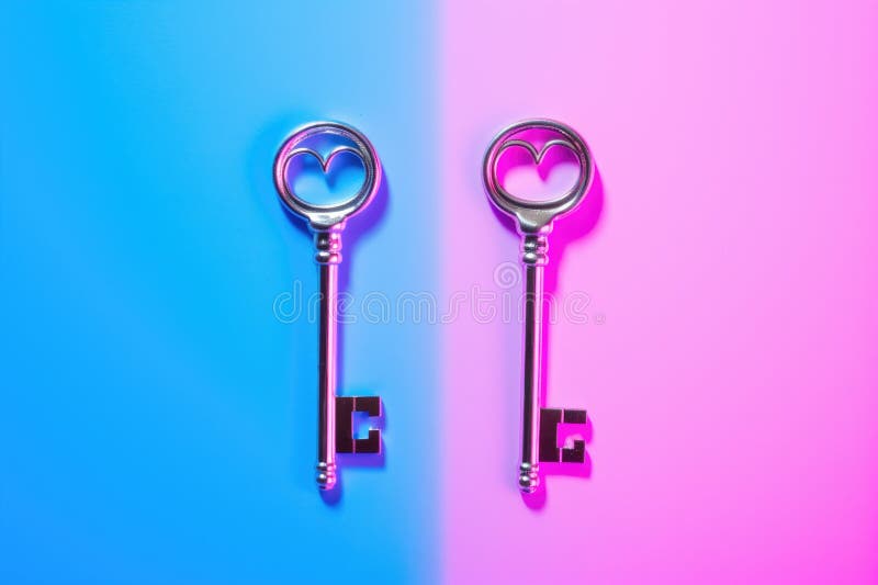 Pair of Keys with Neon Light. AI Generated Stock Image - Image of macro ...
