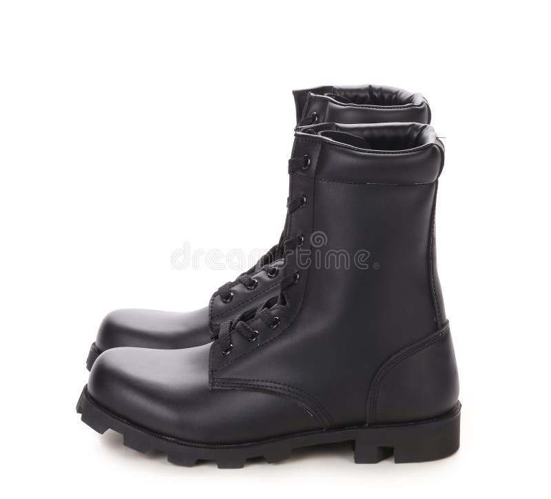 Black Man S Boots. Front View Stock Image - Image of brown, fashion ...