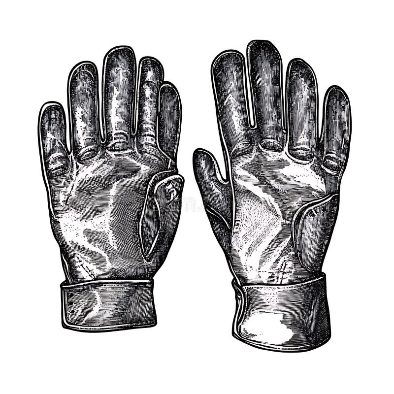 Pair of Leather Gloves, Hand-drawn Illustration Stock Illustration ...