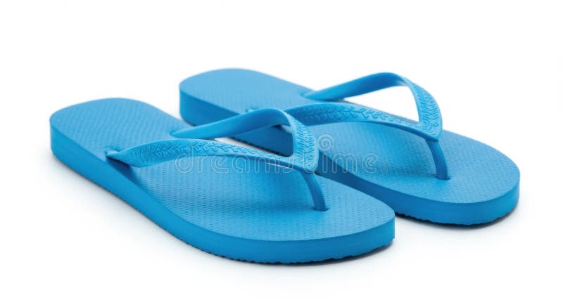 Pair of Light Blue Rubber Flip-Flops on White Background Stock ...
