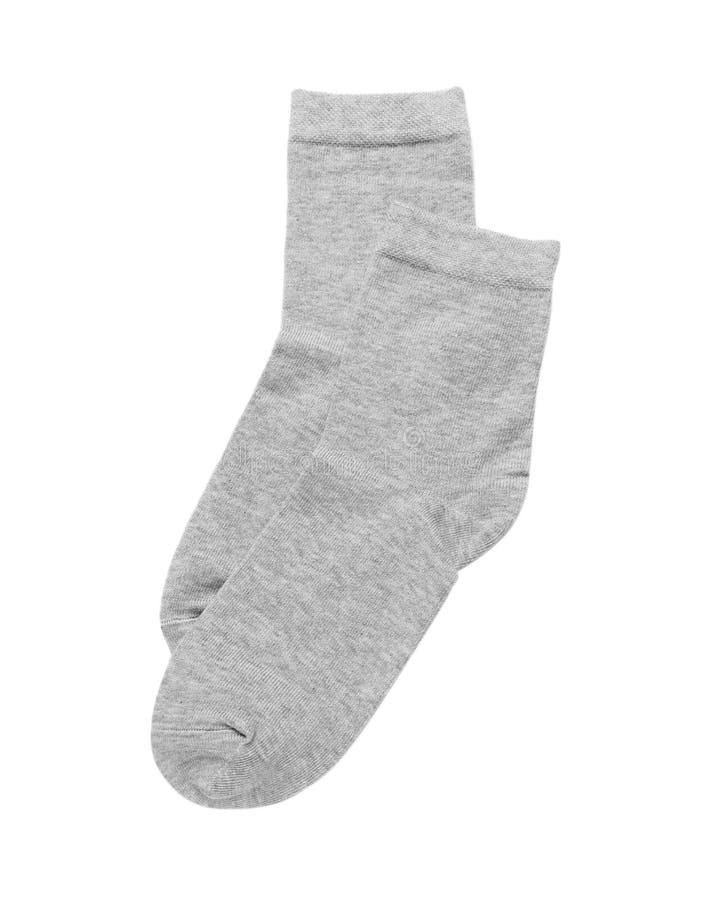 Pair of Light Grey Socks Isolated on White, Top View Stock Image ...