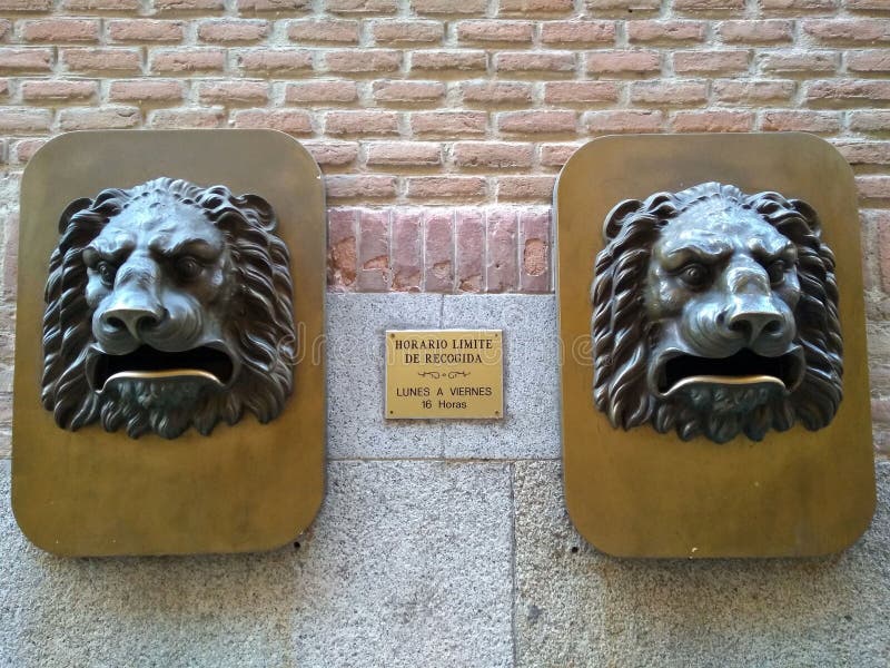 Pair of lions mail boxes stock image. Image of boxes - 203820469