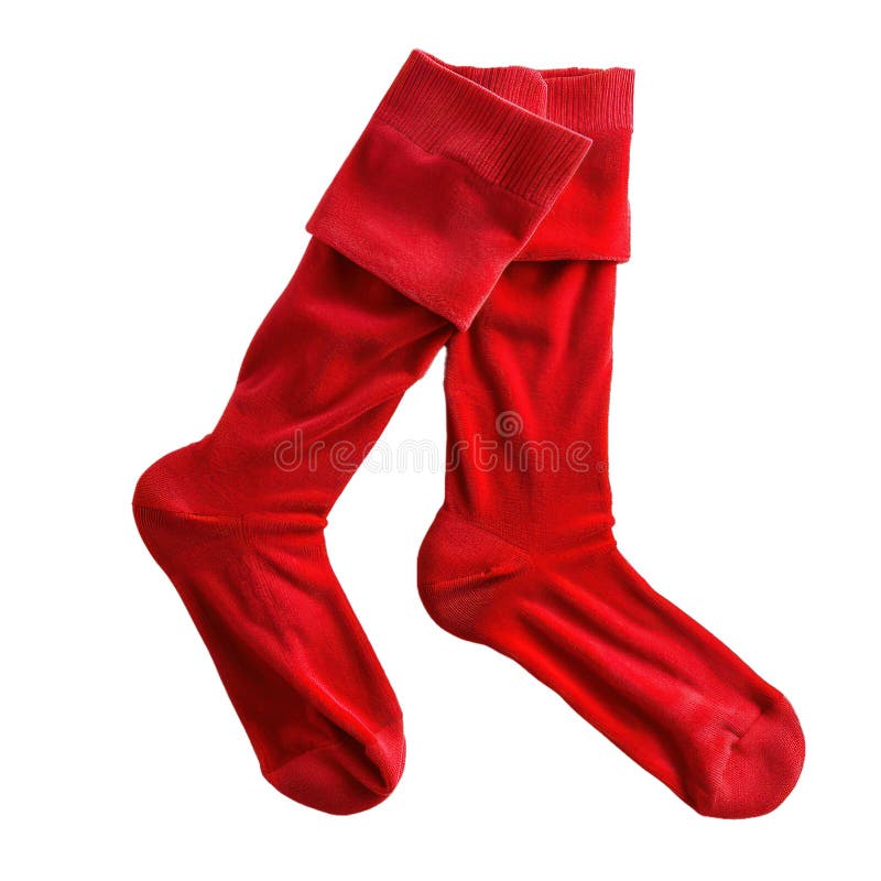 Long Red Socks Lying on White Background Stock Photo - Image of ...