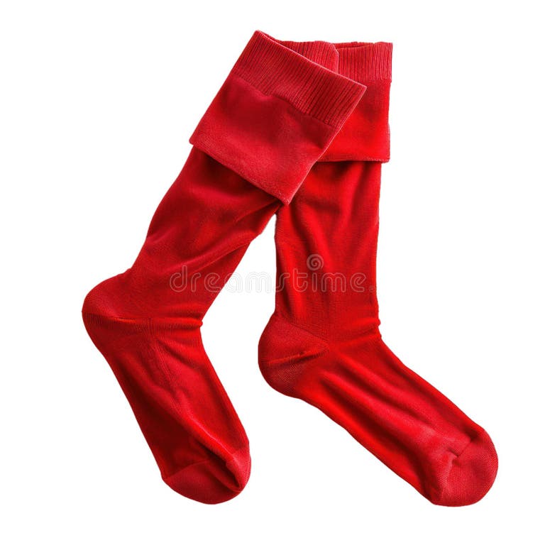 Long Red Socks Lying on White Background Stock Photo - Image of ...