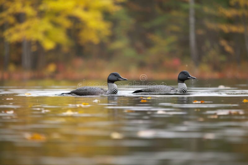 A Pair of Loons Swimming in a Mountain Lake. Generative AI Stock Illustration - Illustration of ...