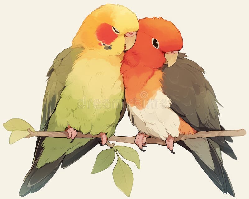 A Pair of Lovebirds Nuzzling Each Other Stock Illustration ...