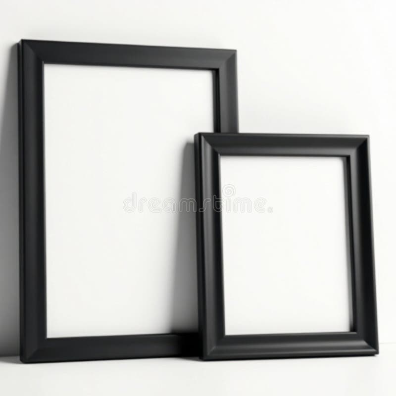 Pair of Matte Black Picture Frames Against Pure White , Interior Design ...