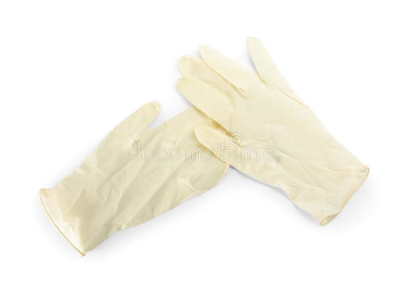 Pair of Medical Gloves Isolated on White, Top View Stock Image - Image ...
