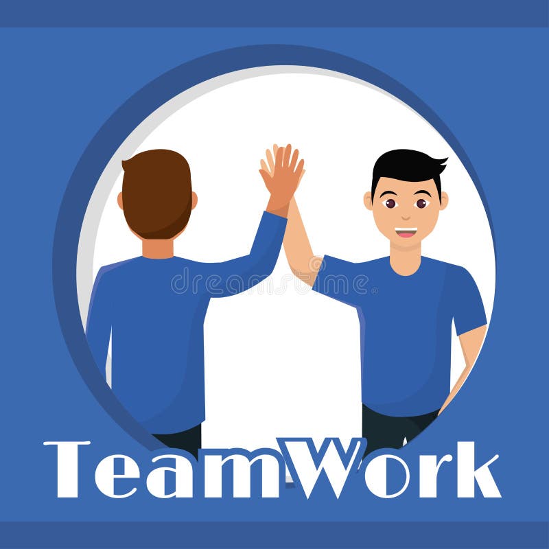 Pair of Men Doing a High Five Teamwork Concept Vector Stock Vector ...