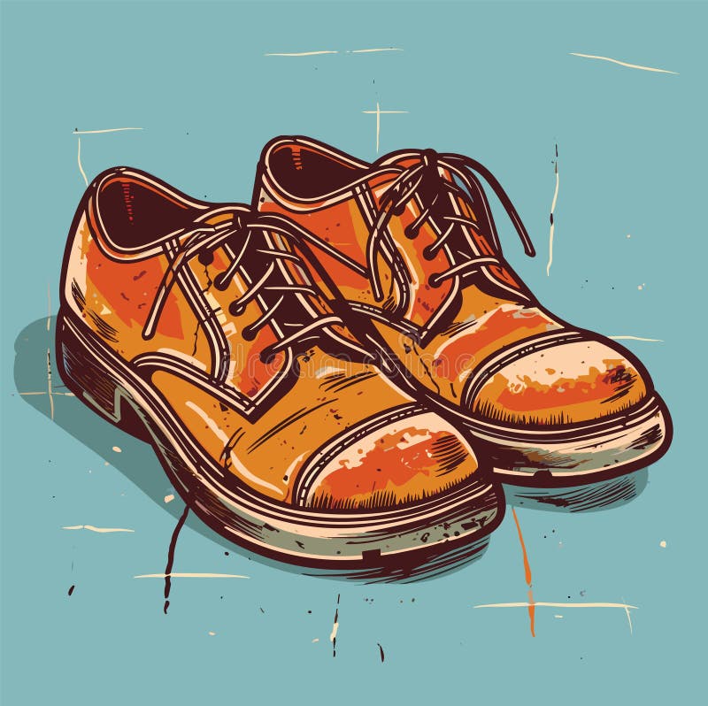 A Pair of Men S Very Worn and Dirty Shoes, Simple Vector Stock Vector ...