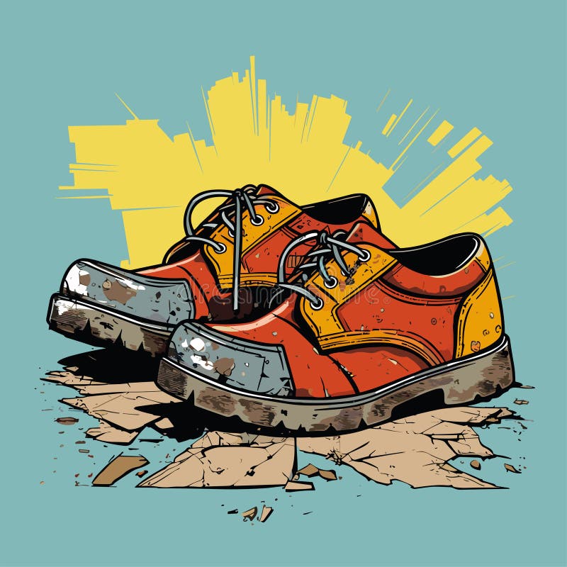 A Pair of Men S Very Worn and Dirty Shoes, Simple Vector Stock Vector ...