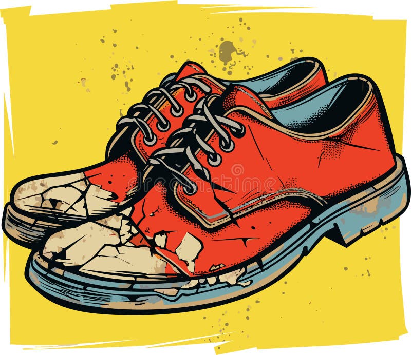 A Pair of Men S Very Worn and Dirty Shoes, Simple Vector Stock Vector ...