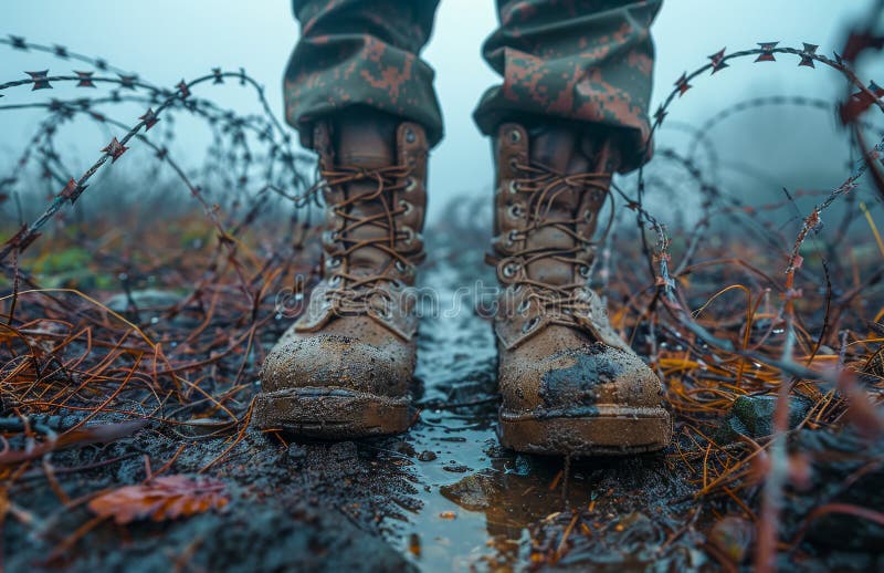 Pair of Military Boots. Close-up on Soldier Boots Stock Image - Image ...