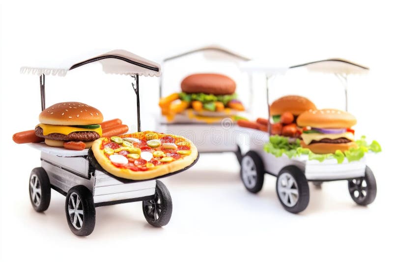 A Pair of Miniature Food Carts Filled with Various Edible Items Stock ...