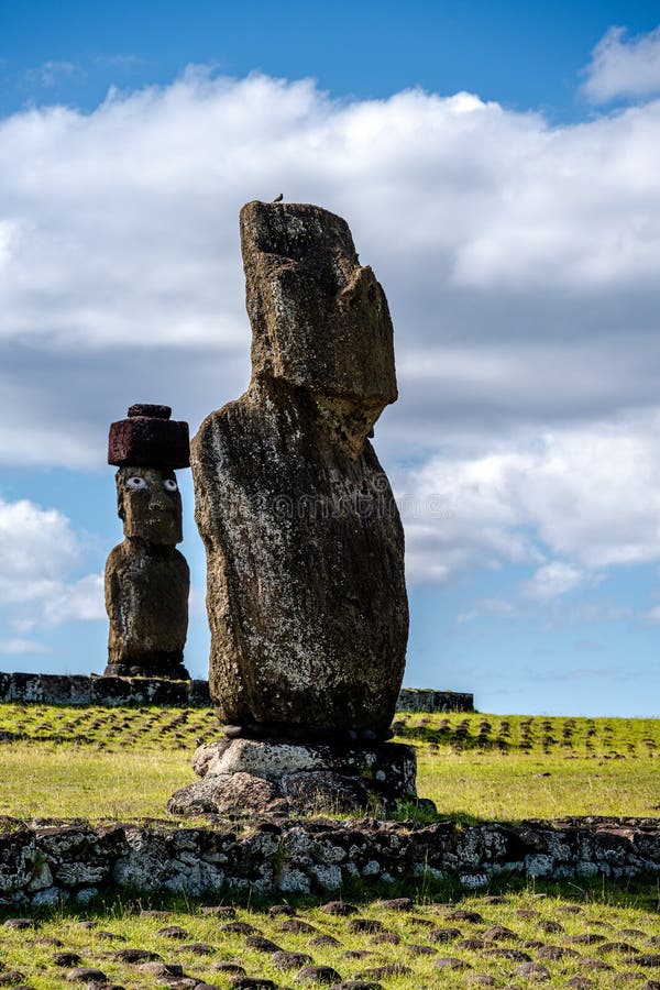 Pair of Moai Statues stock image. Image of easter, landscape - 285553001