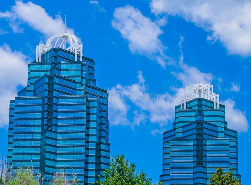 Two Blue Towers stock photo. Image of commerce, offices - 9988698