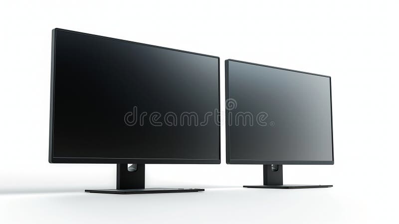 Pair of Modern Lcd Computer Monitors Mockups in Store, Ai Generated ...