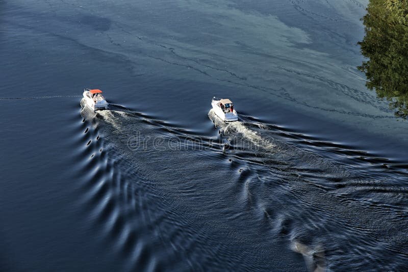 Wake on the River in a Beautiful Day Stock Image - Image of argentina ...