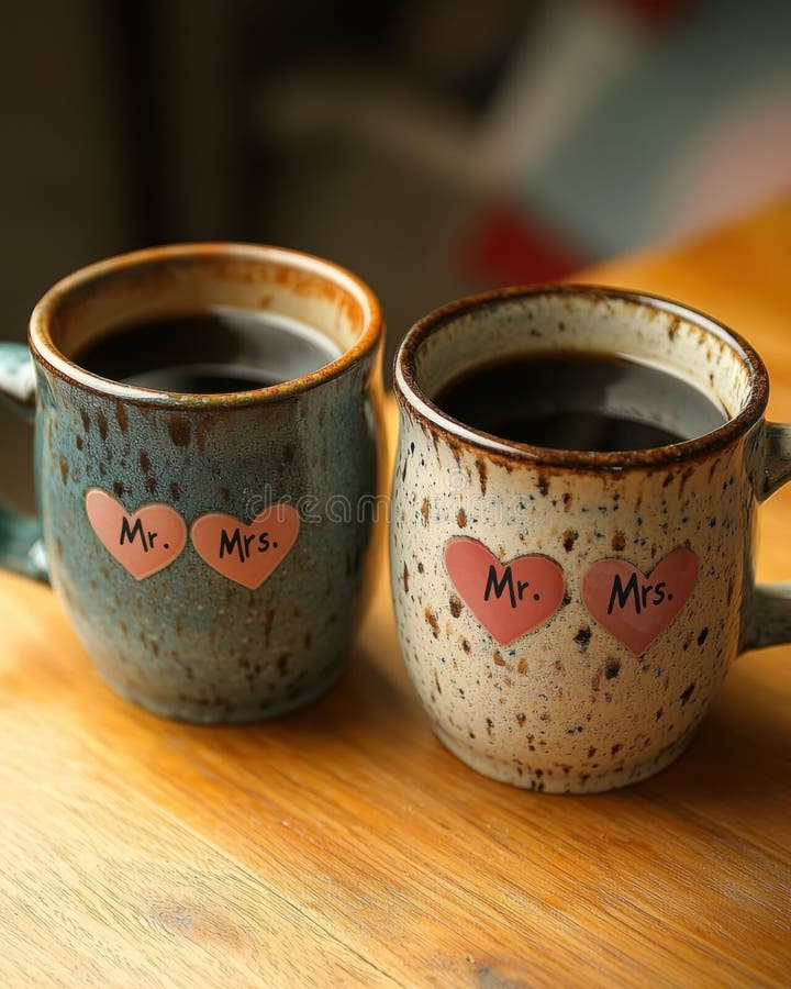 Pair of Mugs with Mr. and Mrs Stock Illustration - Illustration of ...