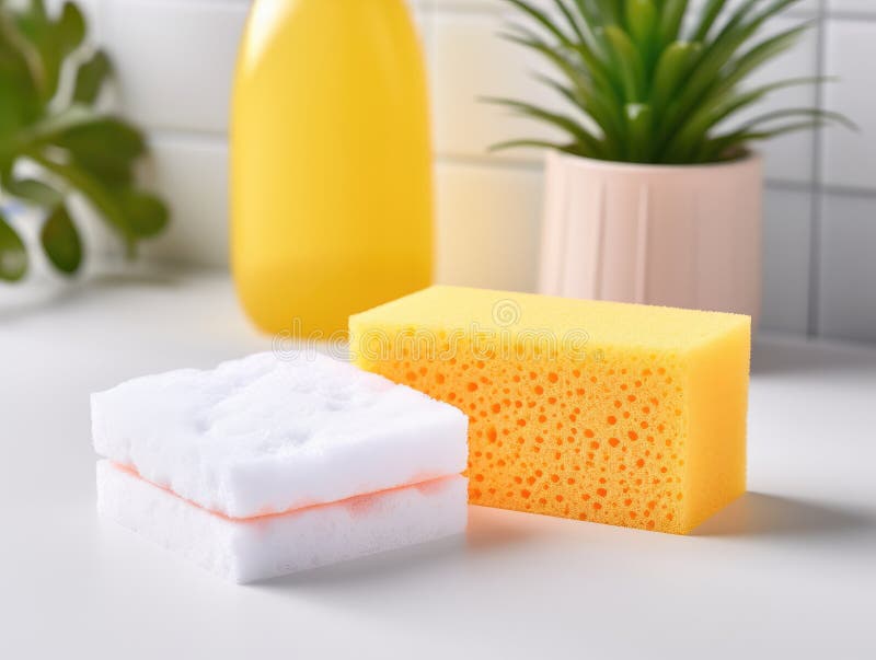 A Pair of Multi-colored Sponges Lying on a Clean Background. Stock ...