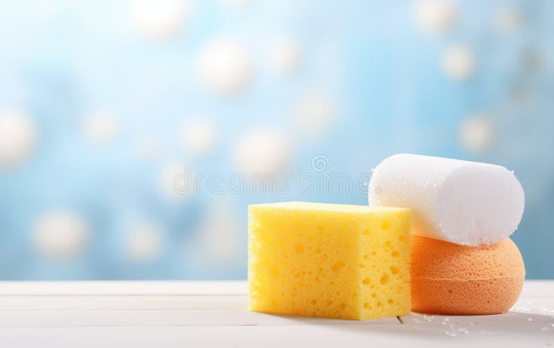 A Pair of Multi-colored Sponges Lying on a Clean Background. Stock ...