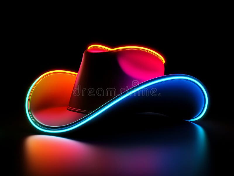 A Pair of Neon Colored Cowboy Hats on a Black Background Stock Photo ...