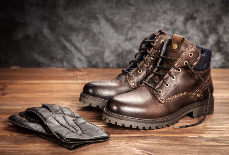 Pair of new boots stock photo. Image of shoelace, leather - 84741700