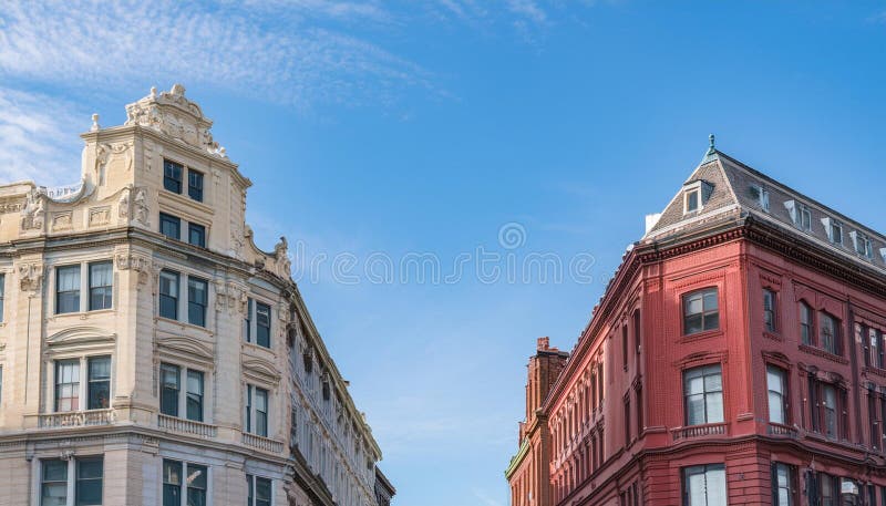A Pair of Old Buildings Adjacent To Each Other and Copy Space Stock ...