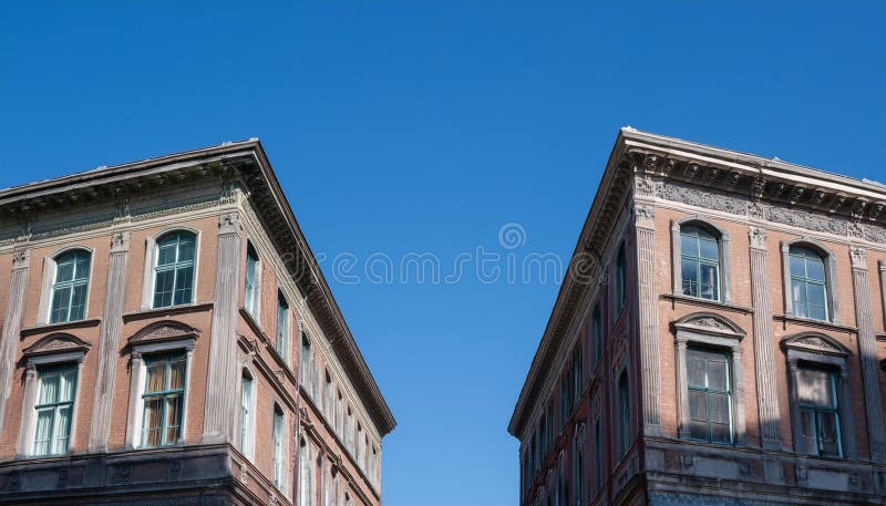 A Pair of Old Buildings Adjacent To Each Other and Copy Space Stock ...