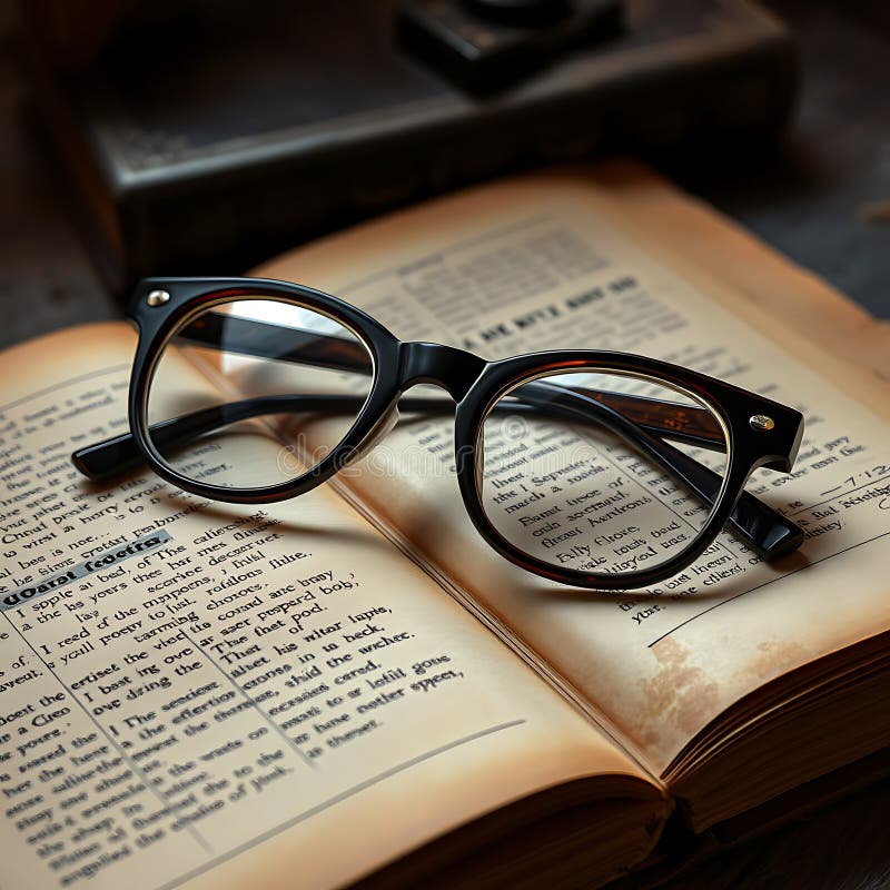 A Pair of Old Fashioned Spectacles Resting on a Dusty Ledger Stock ...