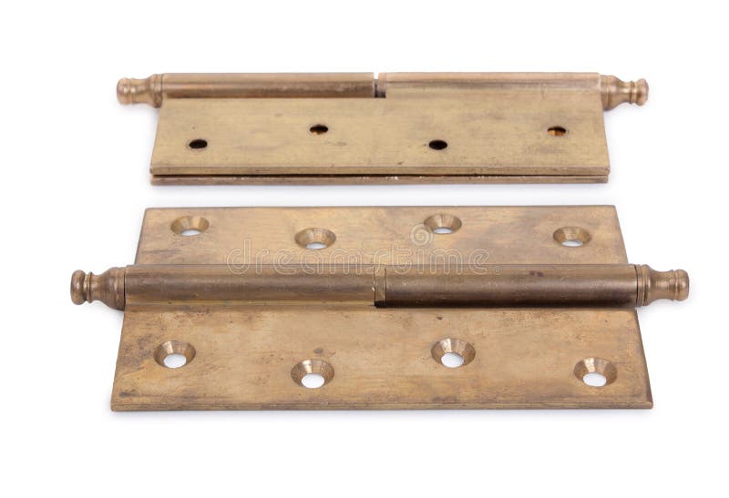 Pair of Old Hinges Isolated on a White Stock Image - Image of aged ...
