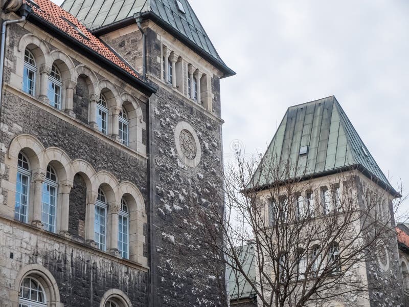 Pair of Old Historical Buildings Stock Photo - Image of angle, tower ...