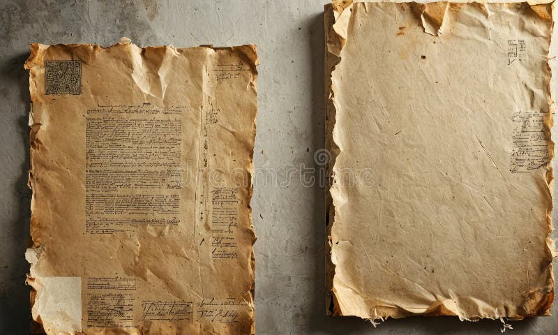 A Pair of Old, Ragged Papers are Shown, One on the Left and One on the ...