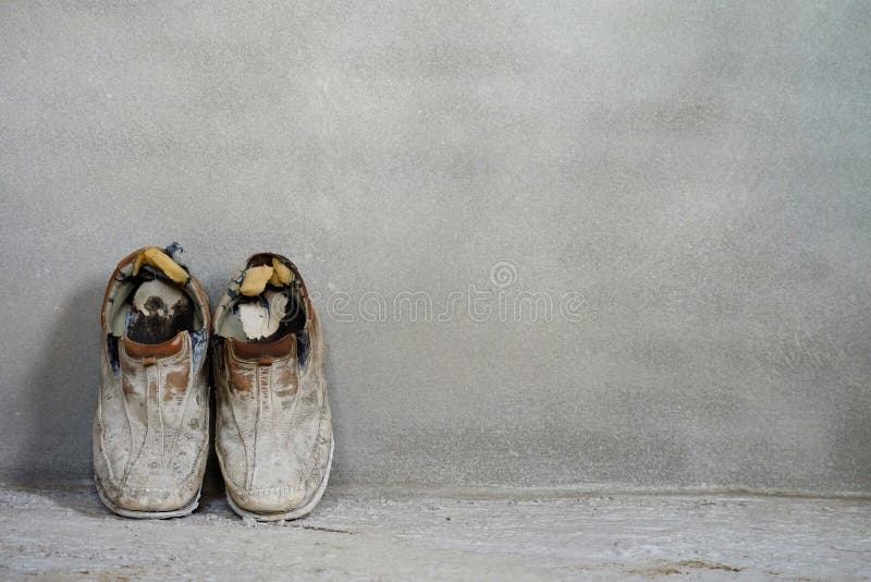 A Pair of Old Shoes on Cement Background, Old Background, Old Boots ...