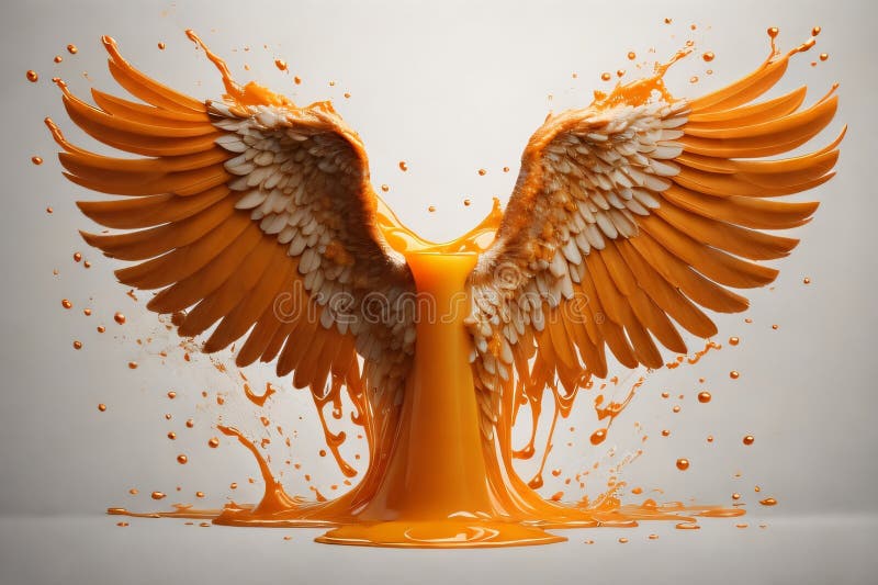 A Pair of Orange Angel Wings with a Splash of Orange Juice Stock ...