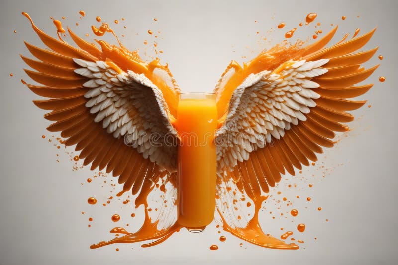 A Pair of Orange Angel Wings with a Splash of Orange Juice Stock ...