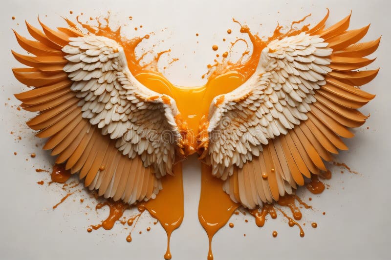 A Pair of Orange Angel Wings with a Splash of Orange Juice Stock ...