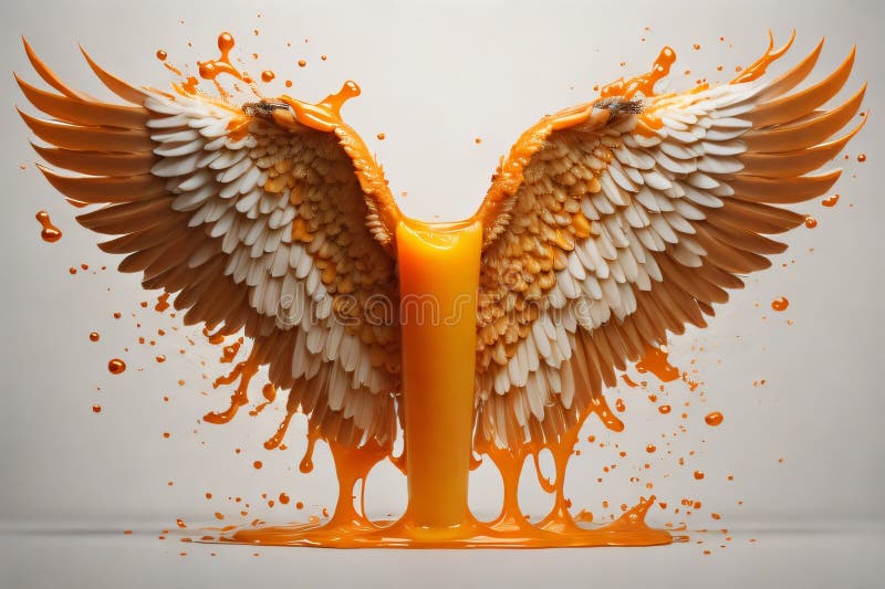 A Pair of Orange Angel Wings with a Splash of Orange Juice Stock ...