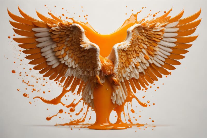 A Pair of Orange Angel Wings with a Splash of Orange Juice Stock ...