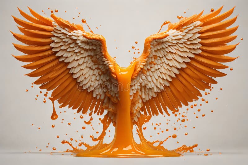 A Pair of Orange Angel Wings with a Splash of Orange Juice Stock ...