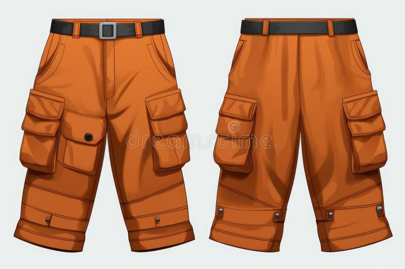 A Pair of Orange Cargo Pants with a Belt. Versatile and Practical for ...