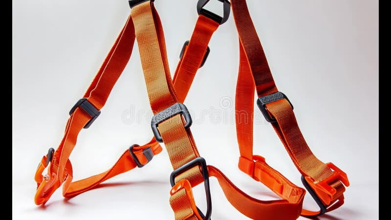 A Pair of Orange Harnesses Sit on a Plain White Background Stock Video ...