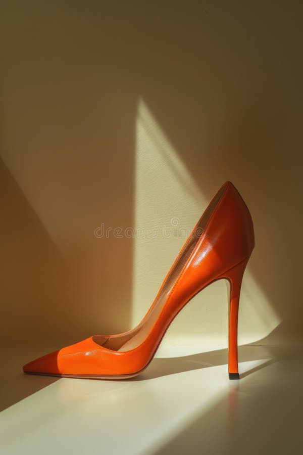 A Pair of Orange Shoes Sitting on a White Surface Stock Photo - Image ...