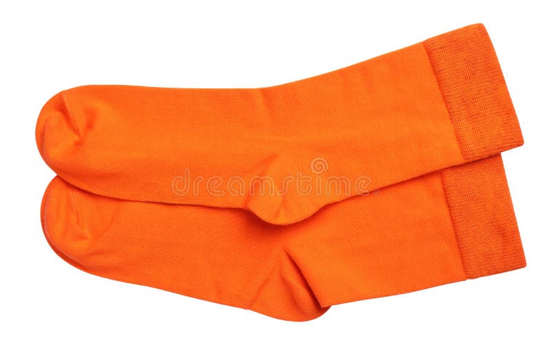 Pair of Orange Socks on White Background, Top View Stock Image - Image ...